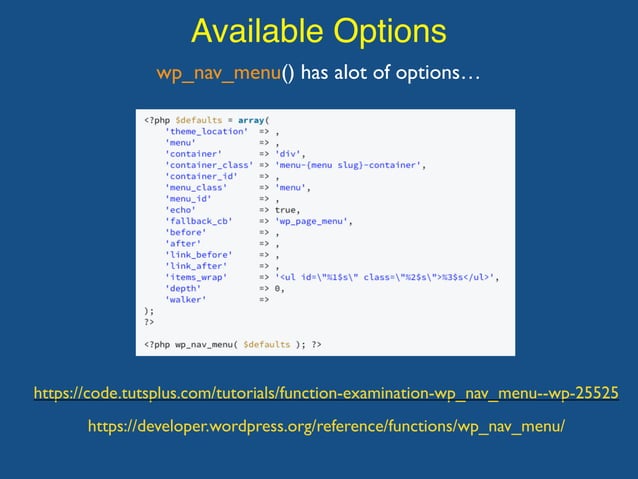 WordPress Theme Workshop: Menus | PPT