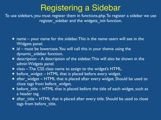 WordPress Theme Workshop: Sidebars | PDF | Web Design and HTML | Internet