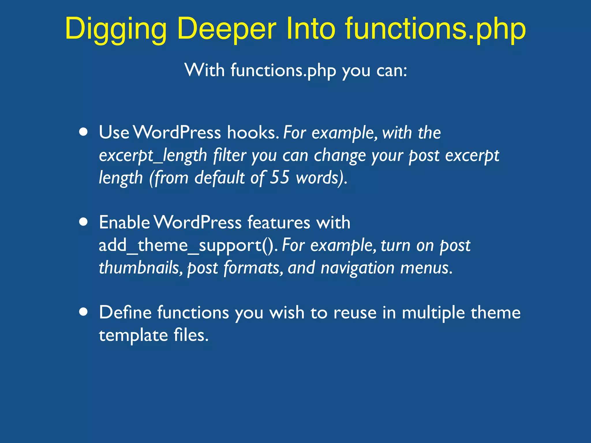 WordPress Theme Workshop: Theme Setup | PPT