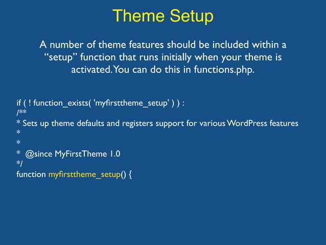 WordPress Theme Workshop: Theme Setup | PPT