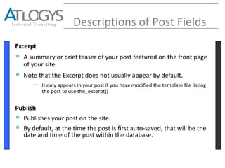 Wordpress Tech Talk at Atlogys | PPT