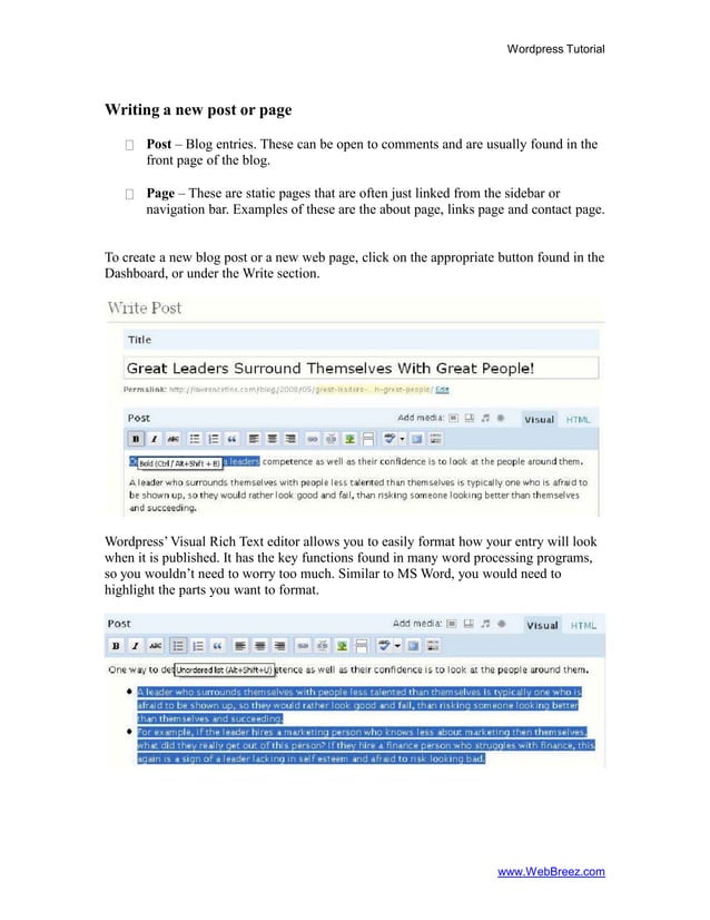 Wordpress tutorial | PDF