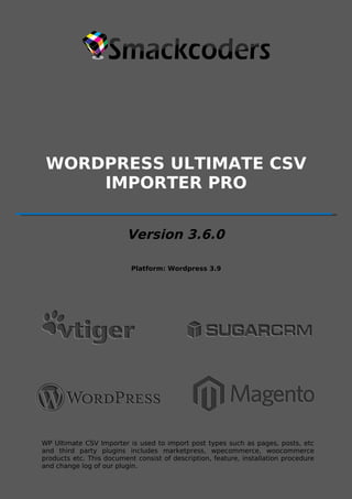 Wordpress Ultimate CSV Importer Pro Plugin Manual | PDF