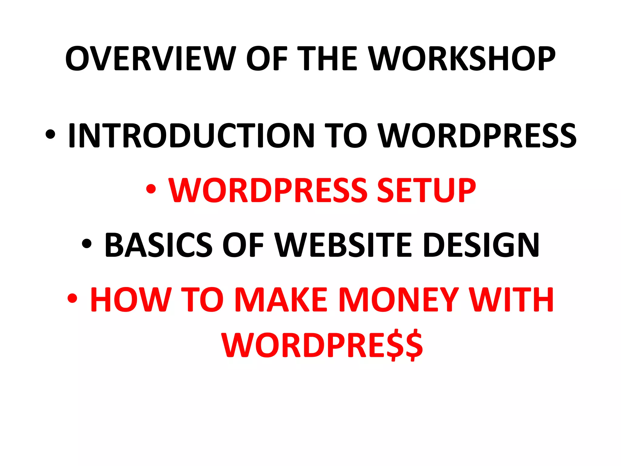 Basic WordPress Workshop Presentation | PPTX