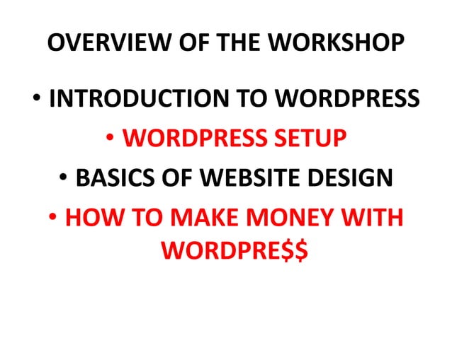 Basic WordPress Workshop Presentation | PPTX