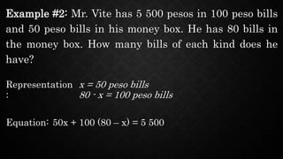 Grade 7 Word Problems Involving Equations in One Variable PowerPoint ...