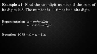 Grade 7 Word Problems Involving Equations in One Variable PowerPoint ...
