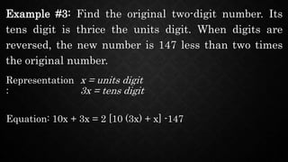 Grade 7 Word Problems Involving Equations in One Variable PowerPoint ...