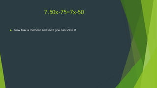 Solving Equations in a Word Problem | PPT