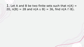 Word Problems on Sets M | PPTX
