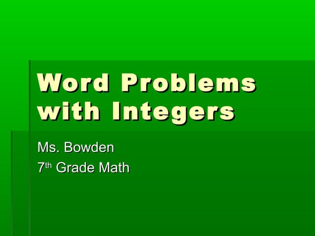 Word problems with integers | PPT