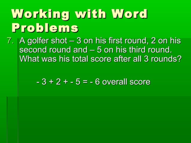 Word problems with integers | PPT