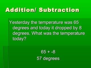 Word problems with integers | PPT