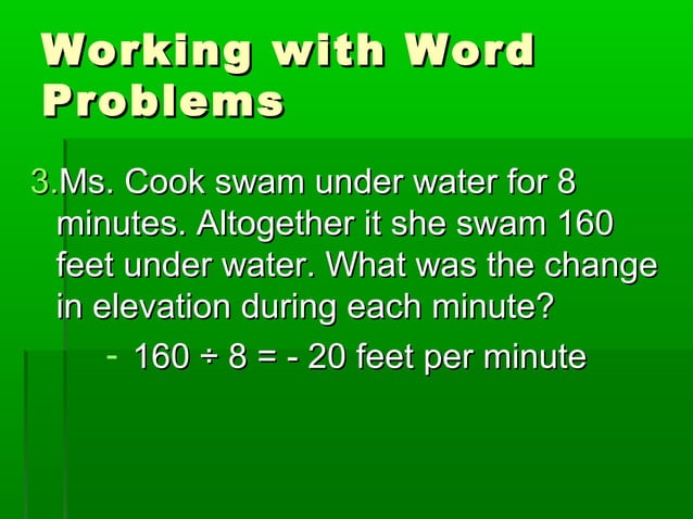 Word problems with integers | PPT