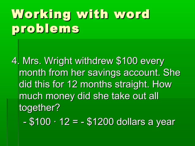 Word problems with integers | PPT