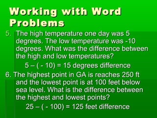 Word problems with integers | PPT