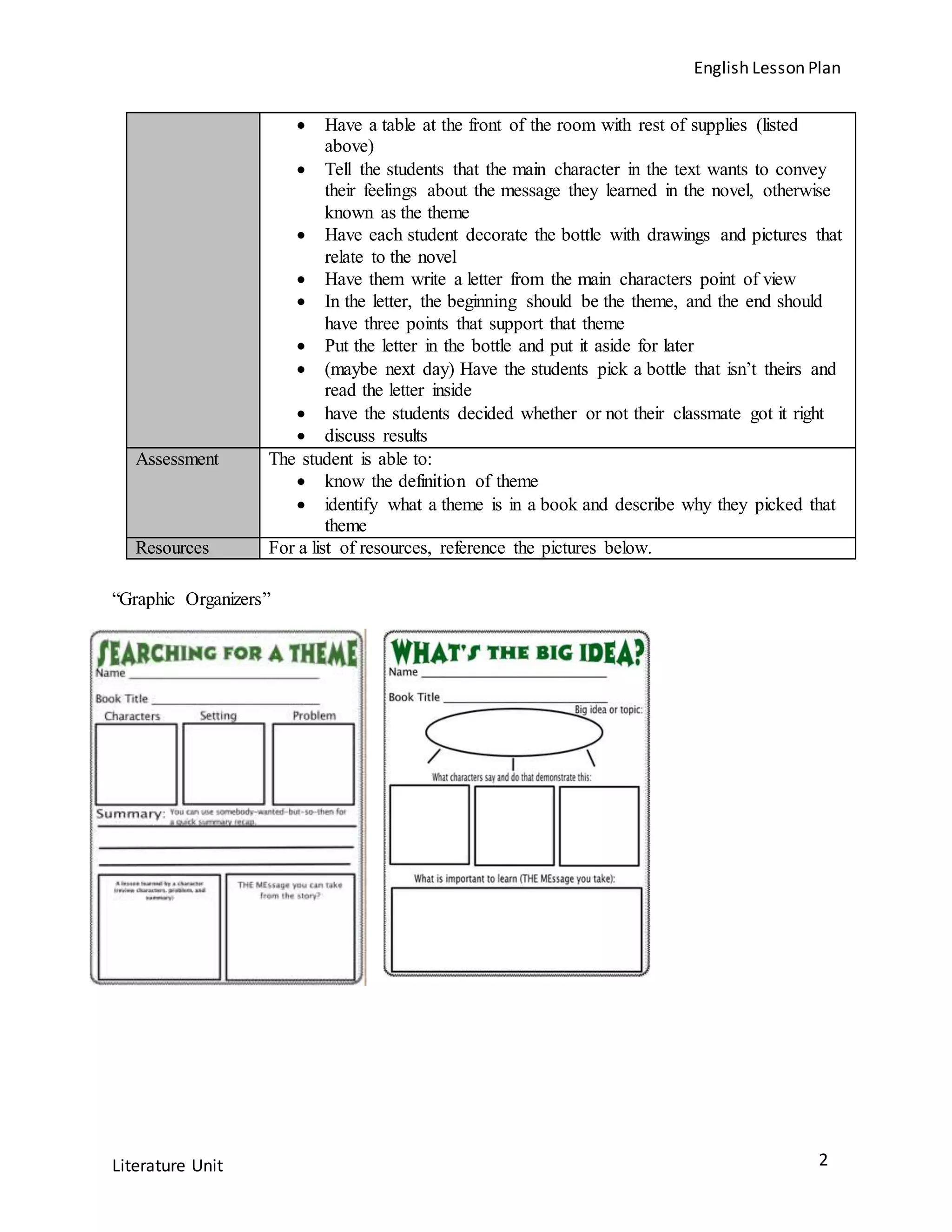 Lesson Plan on Theme | DOCX