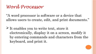 WORD PROCESSING.pptx_Powerpoint Presentation | PPT