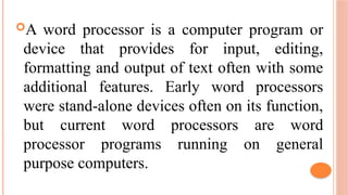 WORD PROCESSING.pptx_Powerpoint Presentation | PPT
