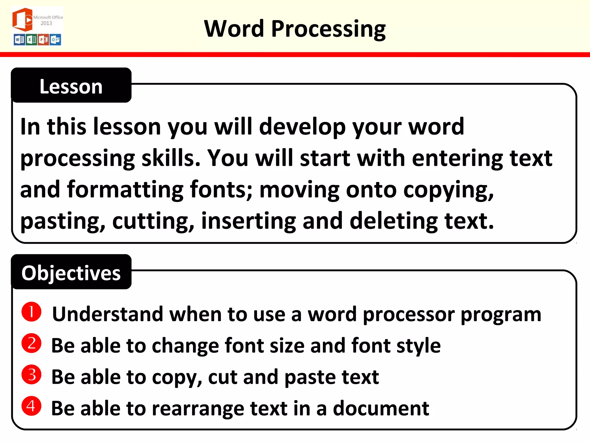 Word Processing 1 Ppt