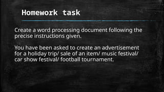 Word processing – advertisement powerpoint | PPT