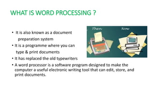 Word processing and ms excel | PPTX