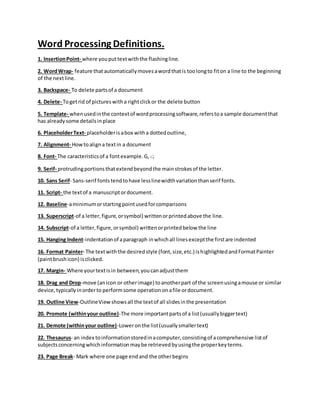 Word processing definitions | DOCX