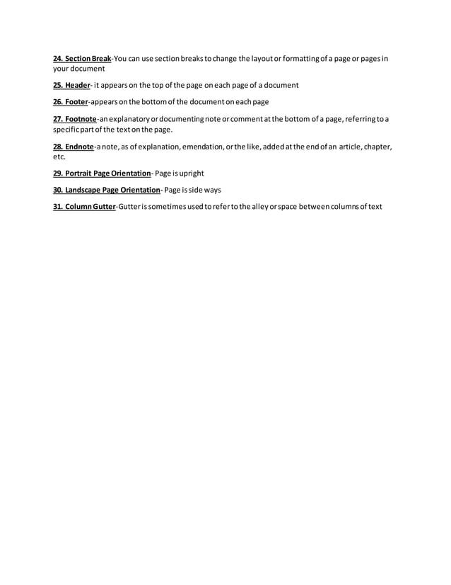 Word processing definitions | DOCX