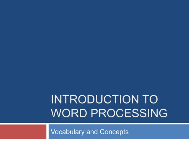 Word Processing Introduction | PPTX