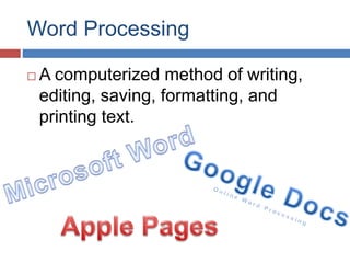Word Processing Introduction | PPTX