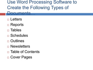 Word Processing Introduction | PPTX