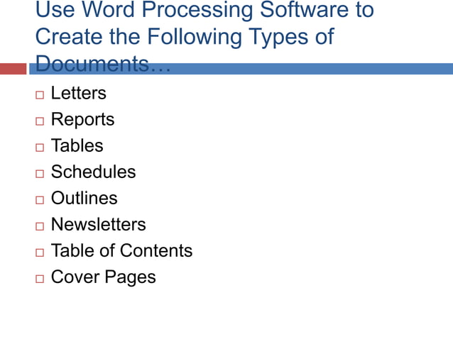 Word Processing Introduction Ppt