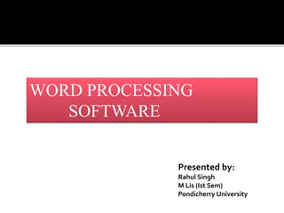 Word Processing Software Examples