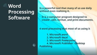 Word Processing Software in Information communication Technology | PPTX