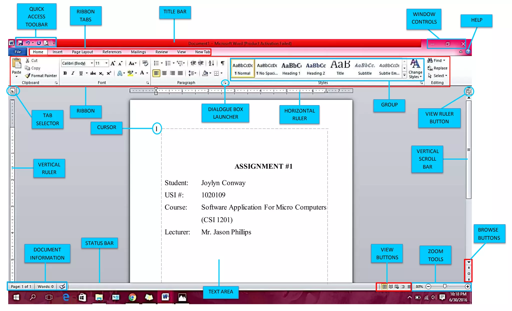 Parts of a Word processor Documents | DOCX