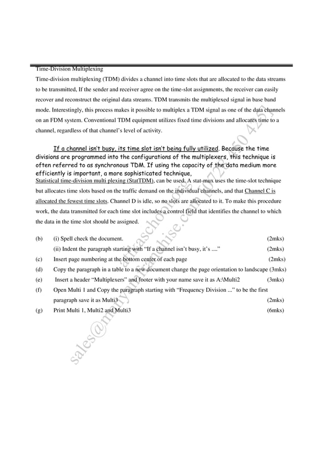 Word processor 9 practical questions | PDF