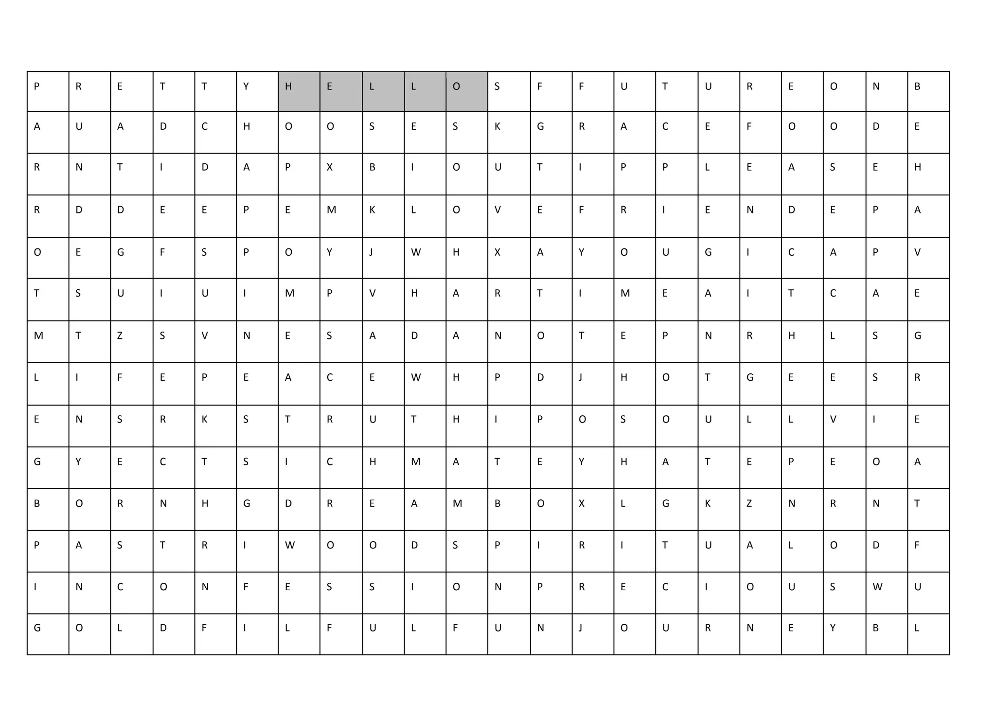 Word puzzle for verbal cognitive assessments | DOCX