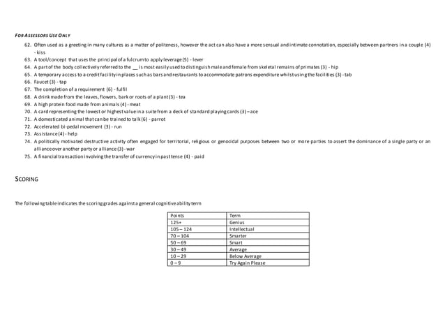 Word puzzle for verbal cognitive assessments | DOCX