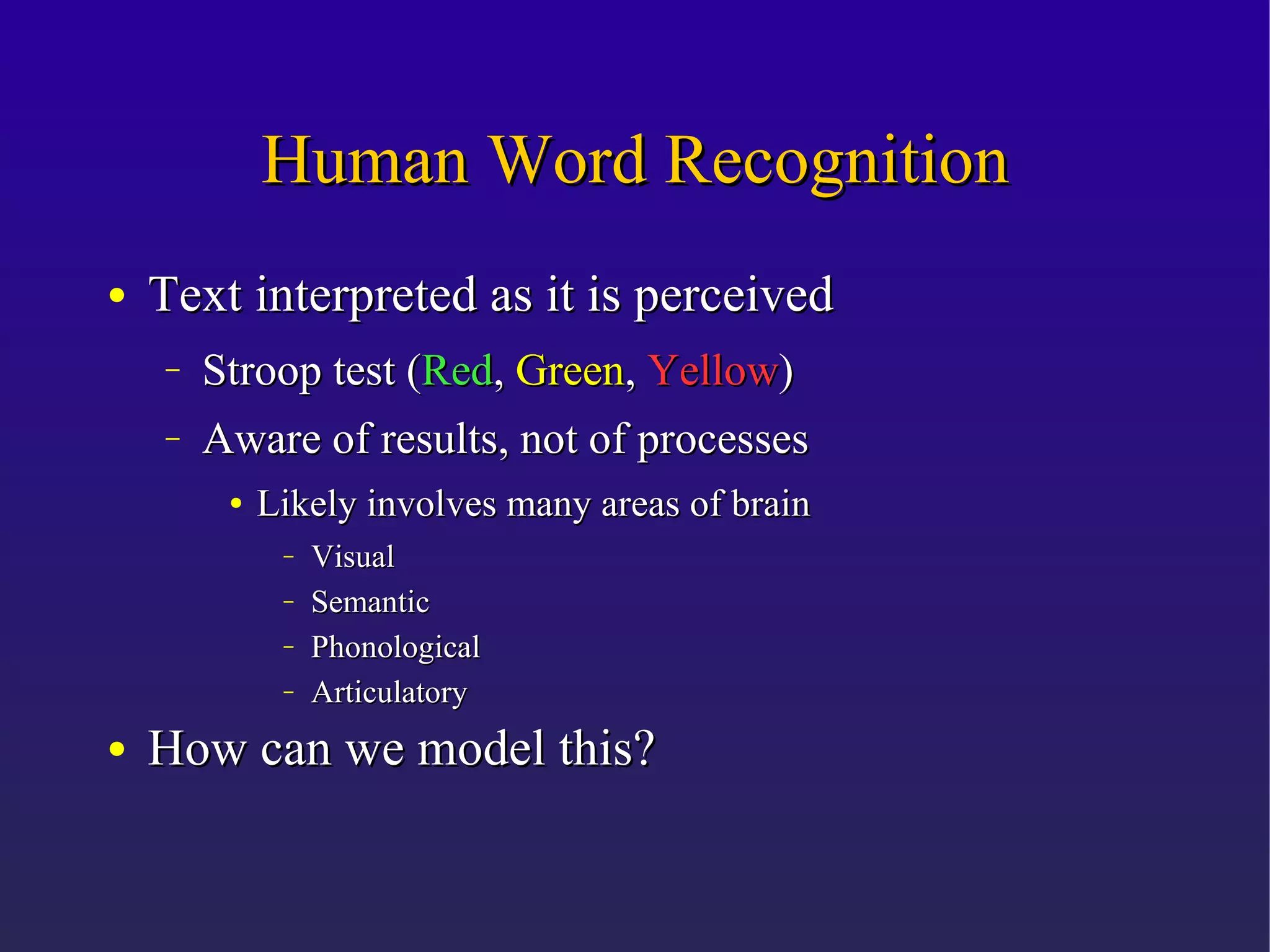 Word Recognition Models | PDF