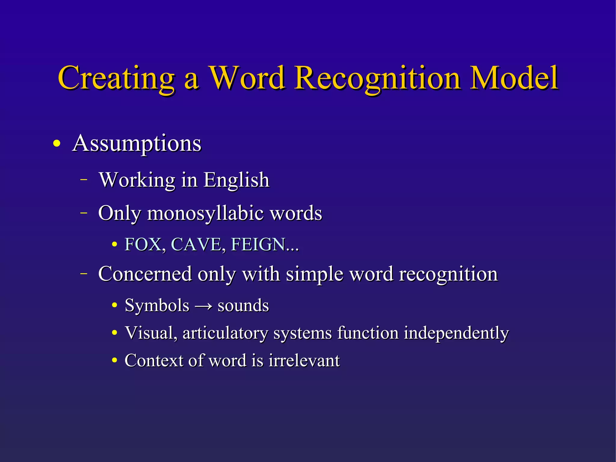 Word Recognition Models | PDF
