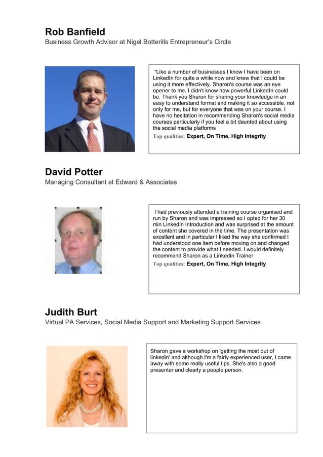 Linkedin Workshop Testimonials | PDF