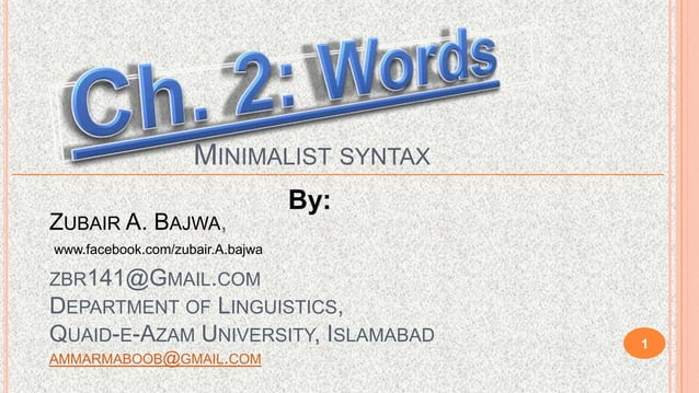 Words 2nd chapter- minimalist syntax | PPT