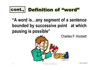 Words - Morphology Presentation- Dr. Shadia Y. Banjar | PDF