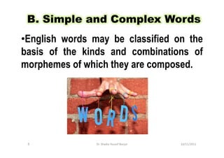 Words - Morphology Presentation- Dr. Shadia Y. Banjar | PDF