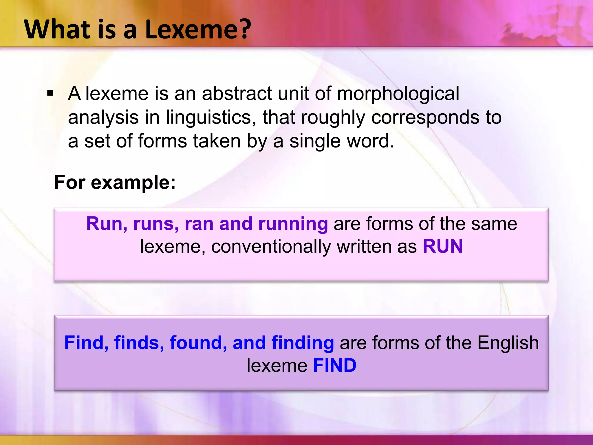 Words and lexemes ppt | PPTX