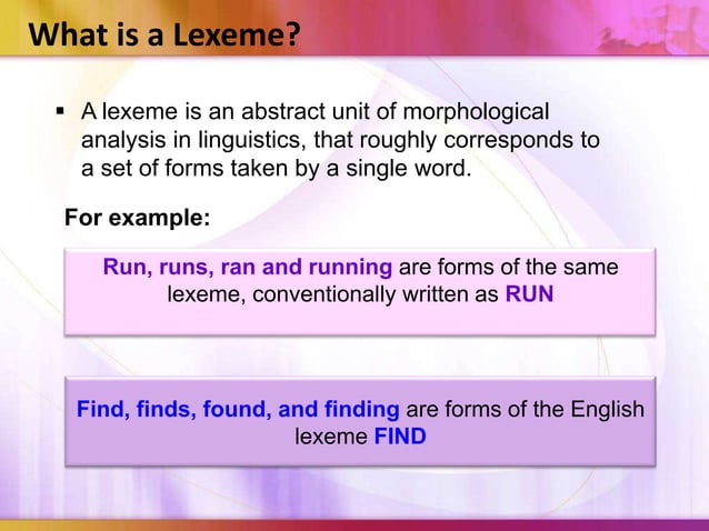 Words and lexemes ppt | PPTX | Geology | Science