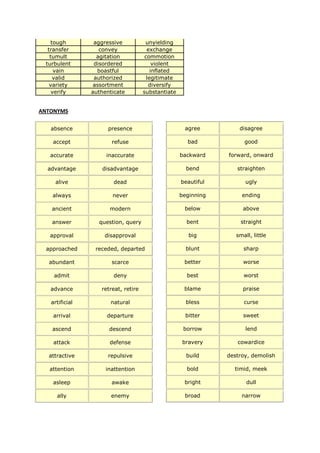 Words and meaning chart 2 | DOCX