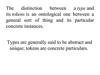 Words as types and words as tokens (Morphology) | PPT