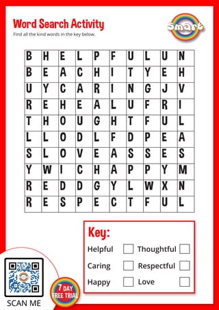kindness wordsearch for kids UK | PDF | Children\'s Games and Toys ...