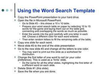 Word search template | PPT